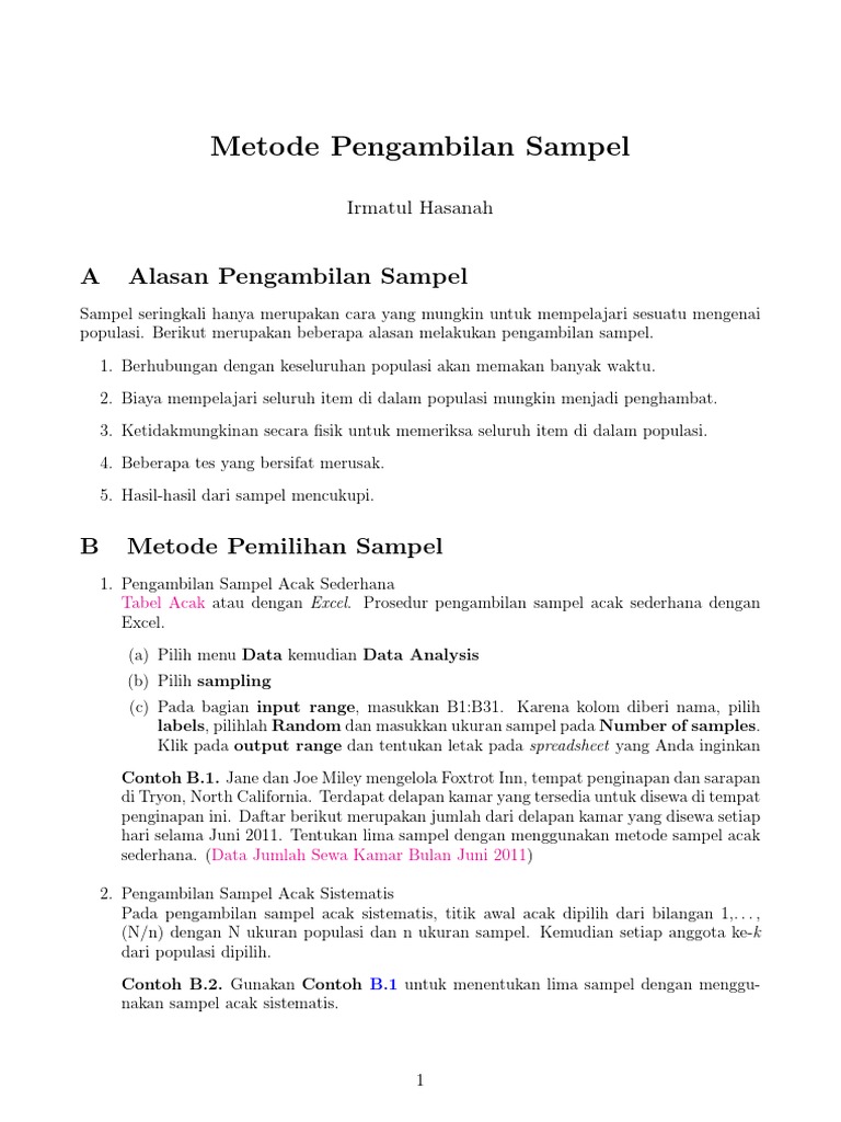 Metode Pengambilan Sampel | PDF