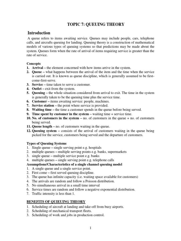 Queuing Theory Formulas & Applications | PDF | Applied Mathematics ...