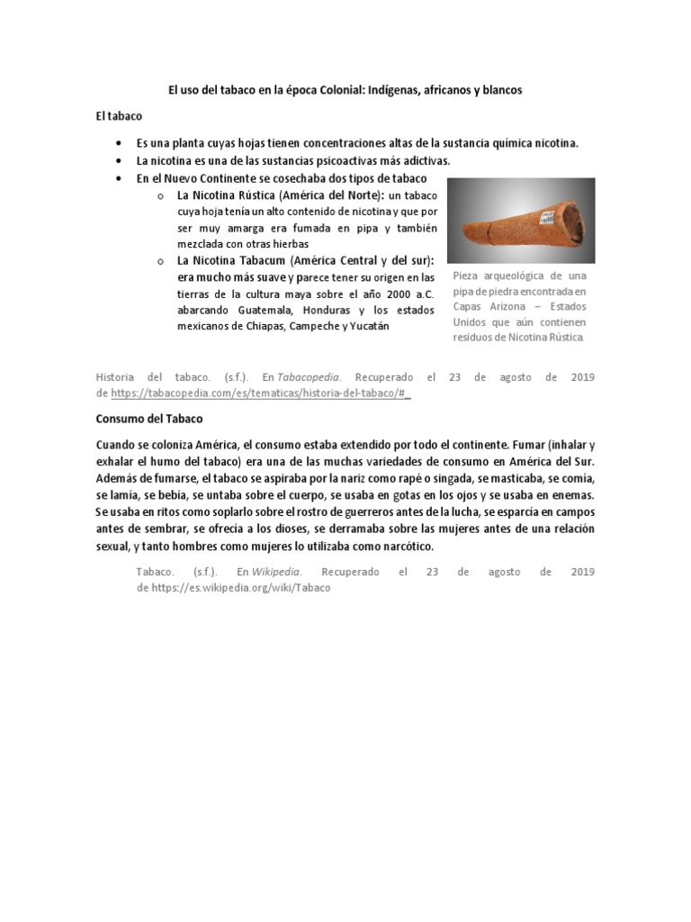 El Uso Del Tabaco en Indígenas Época Colonial | PDF | Tabaco ...