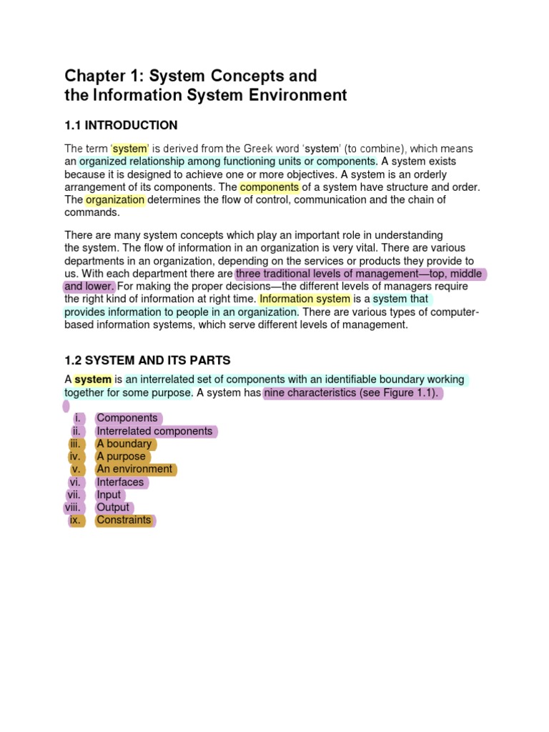 Chapter 1 (System Concepts and The Information System Environment ...