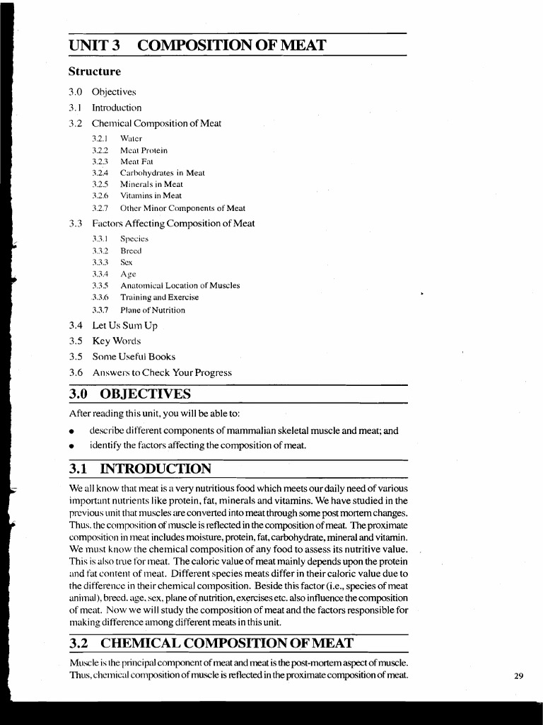 Unit 3 Composition of Meat: Structure | Download Free PDF | Meat | Fat