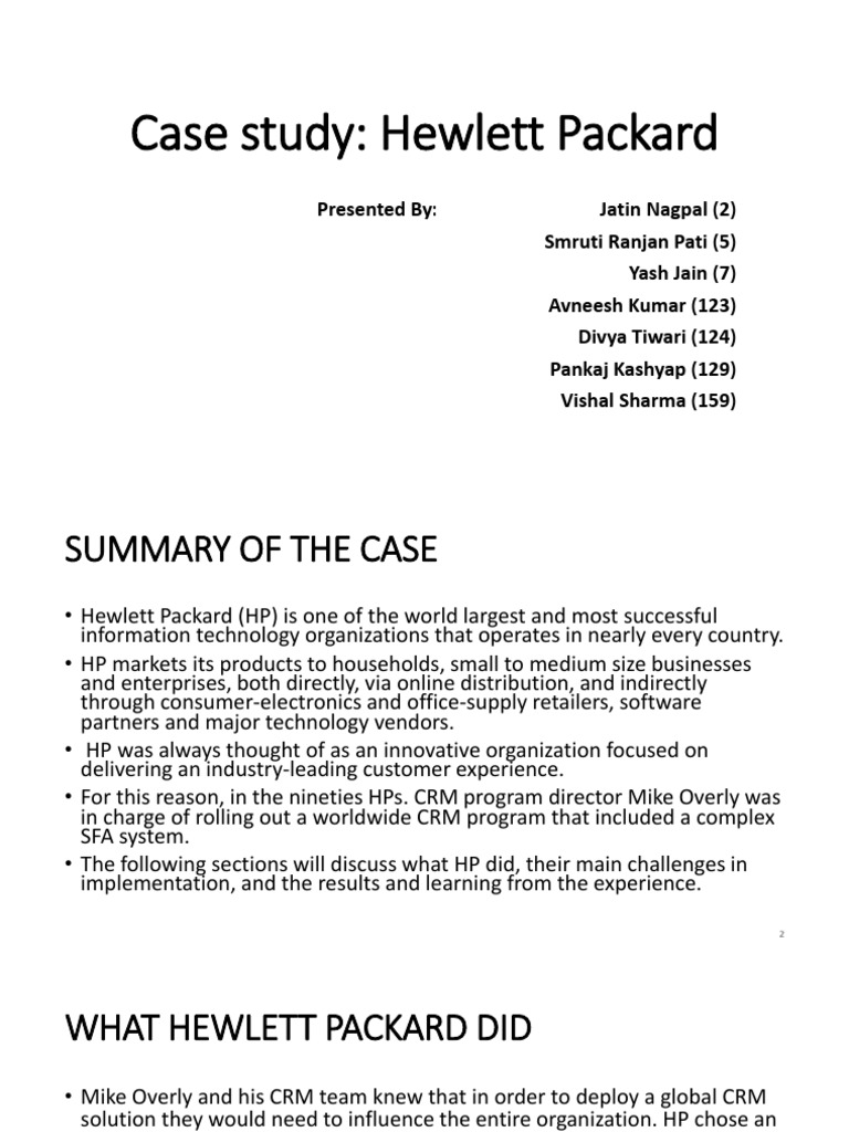 Case Study: Hewlett Packard | Download Free PDF | Hewlett Packard ...
