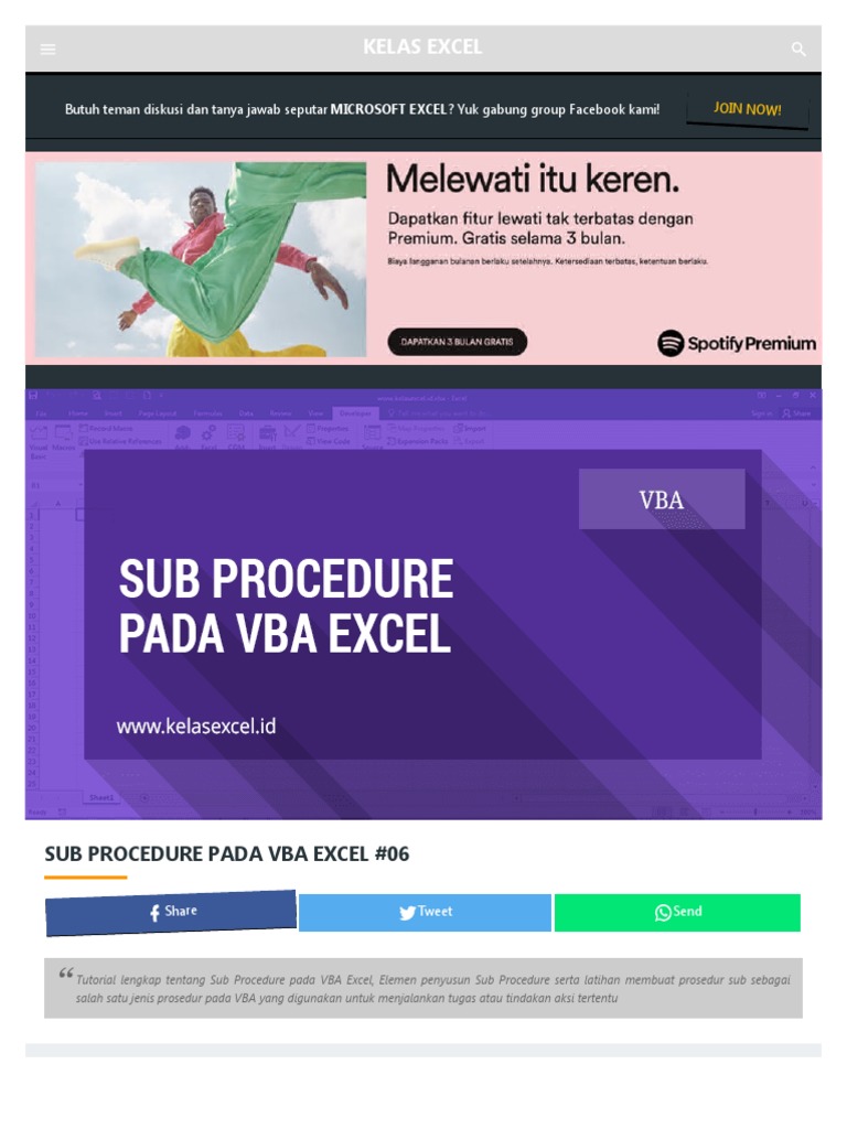 Sub Procedure Pada VBA Excel #06 - Kelas Excel | PDF