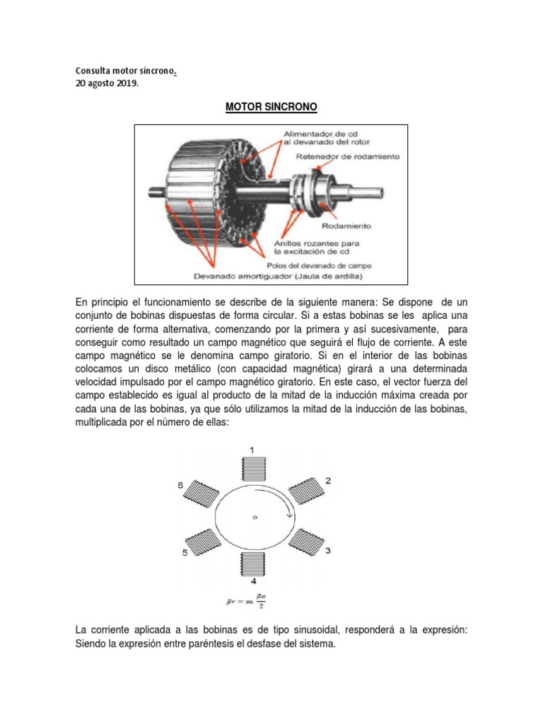 Motor Sincrono | PDF | Motor eléctrico | Corriente eléctrica