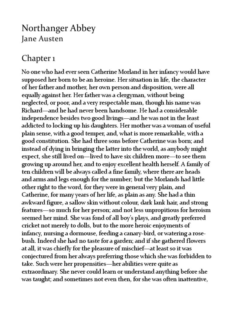 Austen Jane Northanger Abbey | PDF | Northanger Abbey | Jane Austen