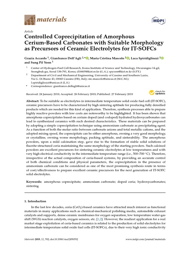 Materials 12 00702 | PDF | Sintering | Solid Oxide Fuel Cell