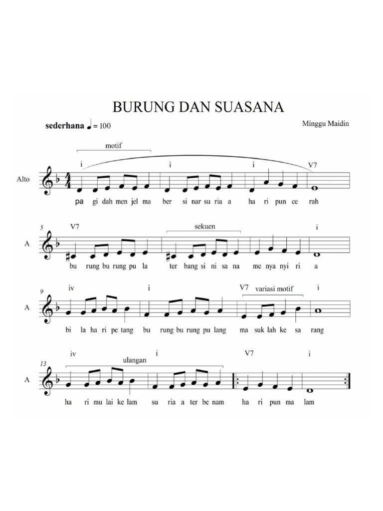 Skor Lagu Burung Dan Suasana | PDF