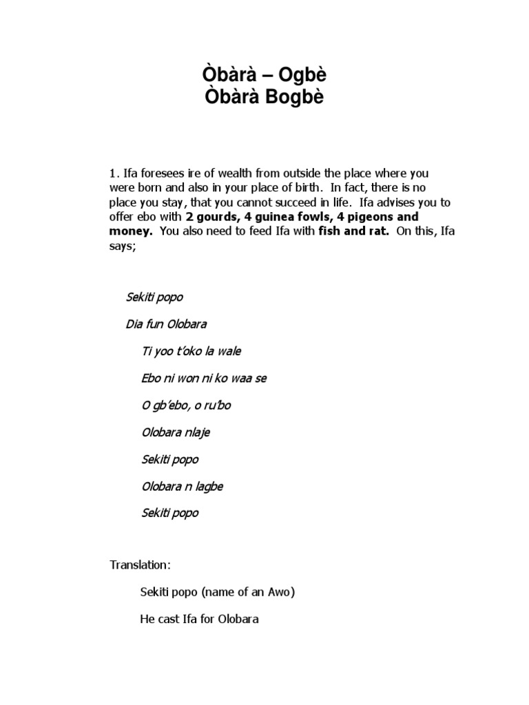 107si - Obara Ogbe (Ingles) | PDF | Santería