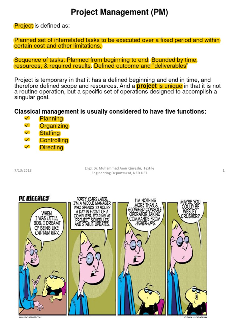 Project Management (PM) : Classical Management Is Usually Considered To ...