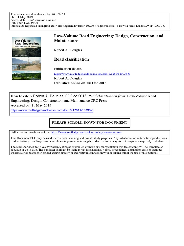 Low-Volume Road Engineering: Design, Construction, and Maintenance ...