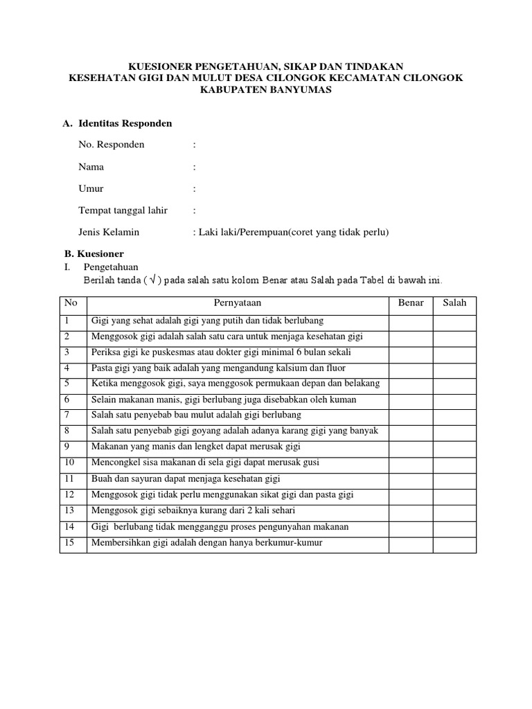 Kuesioner Uji Validitas Dan Reliabilitas (FIX) | PDF