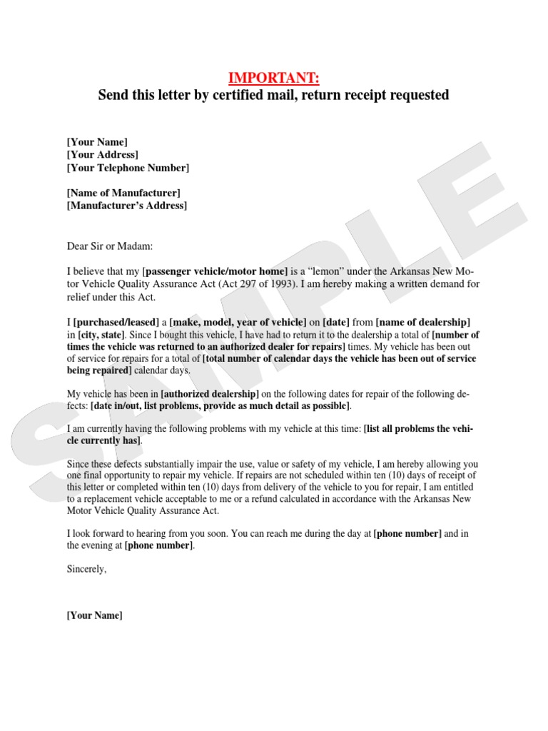 Send This Letter by Certified Mail, Return Receipt Requested | PDF