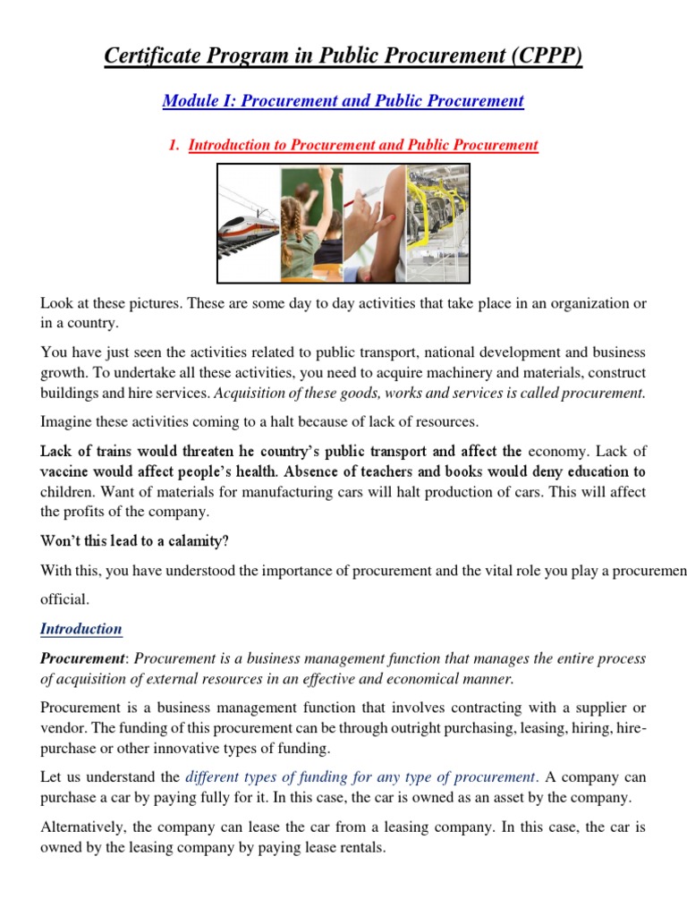 CPPP Module 1 | PDF | Six Sigma | Procurement