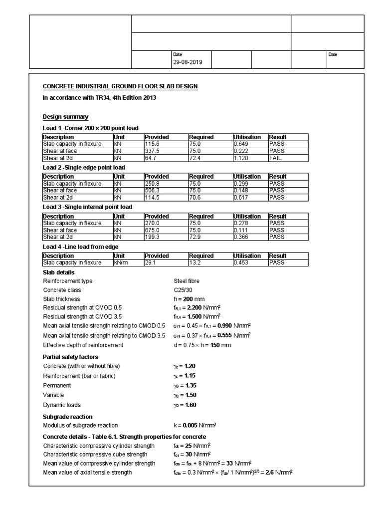200 THK Grade Slab-50kn Variable Load-With Fibre | PDF | Young's ...