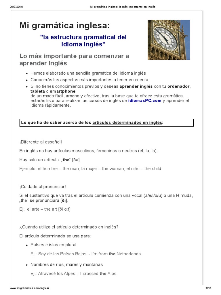 Guía de Gramática Inglesa para Principiantes | PDF | Gramática inglesa ...