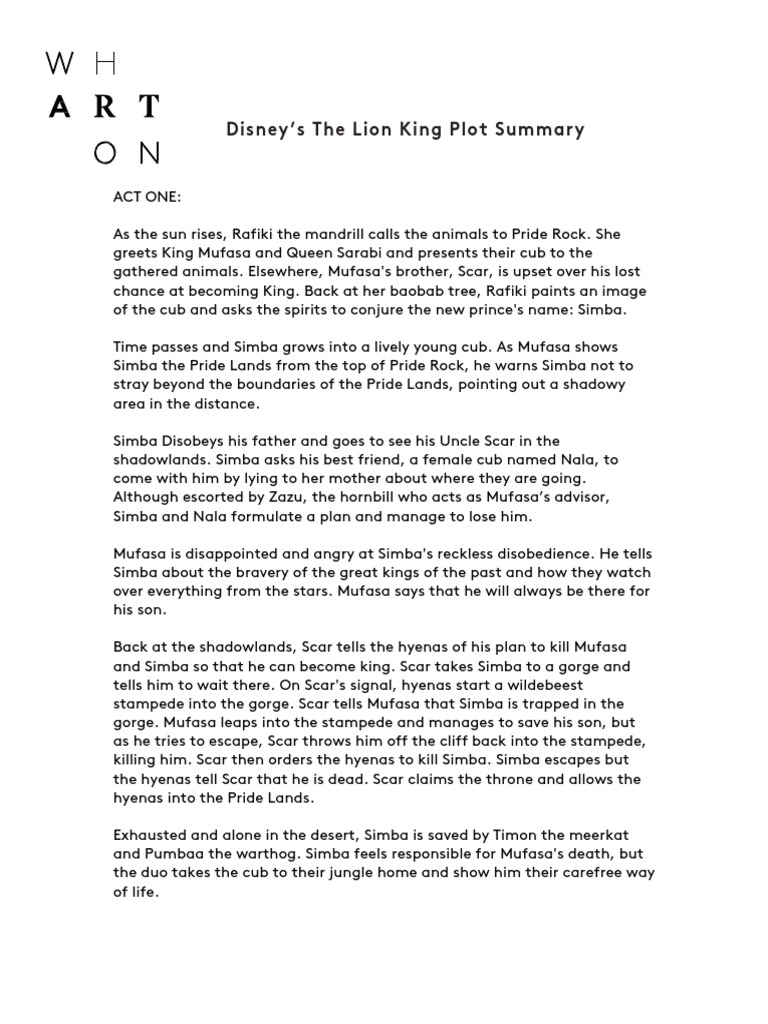 Lion King Broadway Plot Summary | PDF