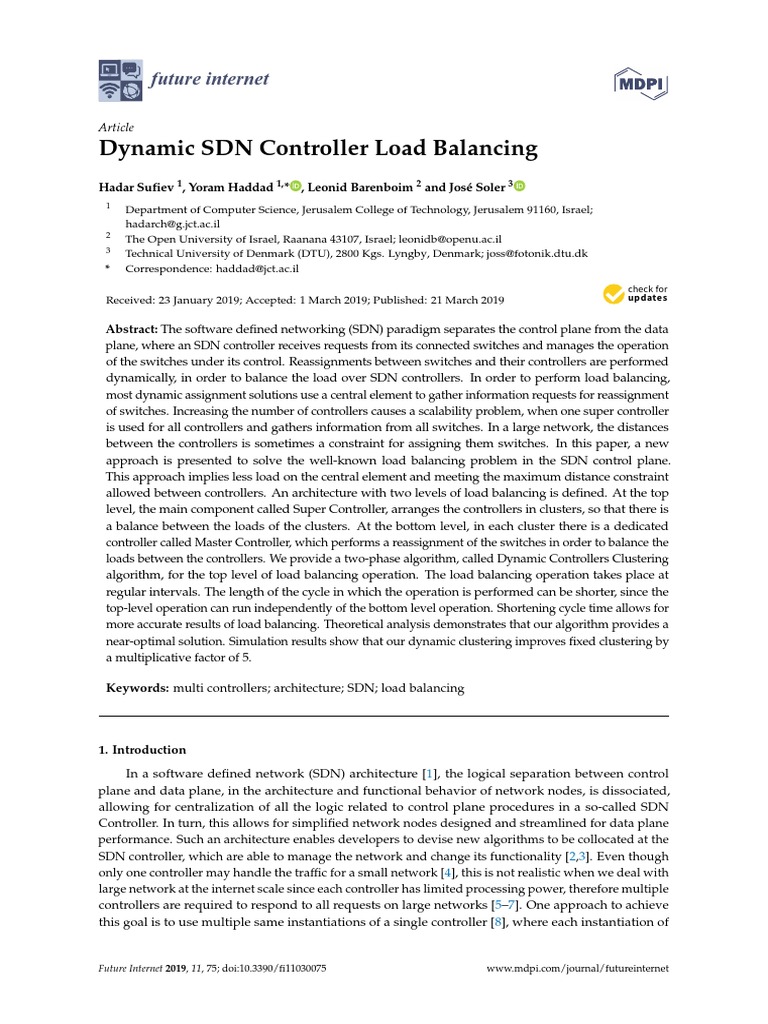 Dynamic SDN load balancing with multi-tier architecture | PDF | Load Balancing (Computing ...