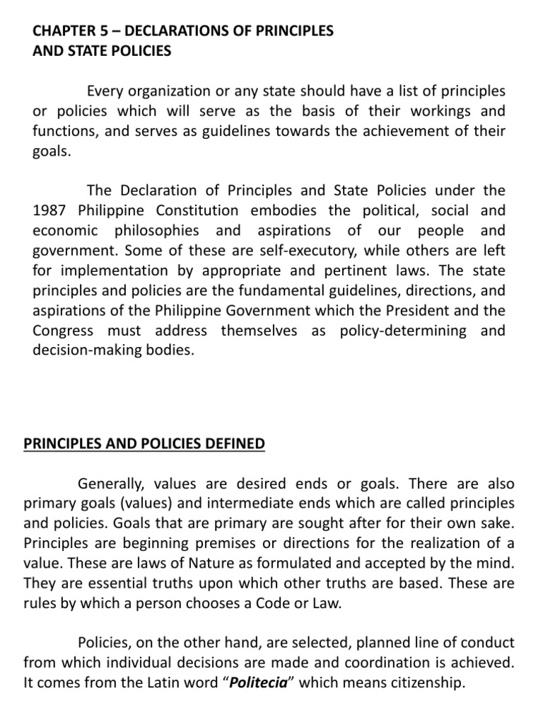 Chapter 5 - Declarations of Principles and State Policies | PDF | Local ...