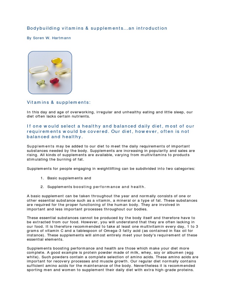 Bodybuilding Vitamins & Supplements... An Introduction: by Soren W ...