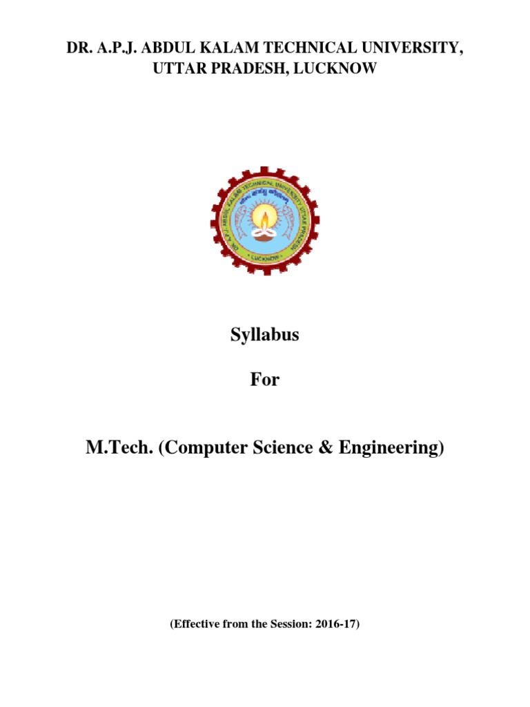 M.tech. Computer Science & Engineering (Effective From The Session ...