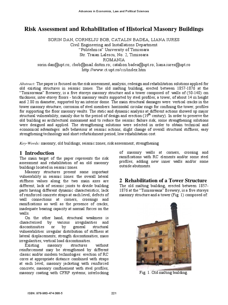Risk Assessment and Rehabilitation of Historical Masonry Risk ...