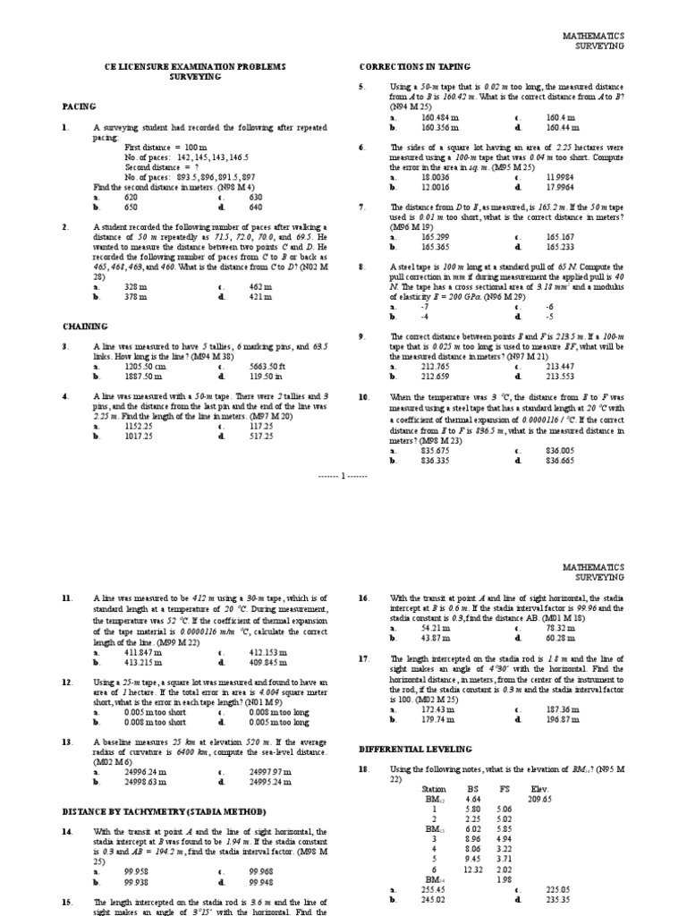 Problems in Surveying | PDF | Surveying | Triangle