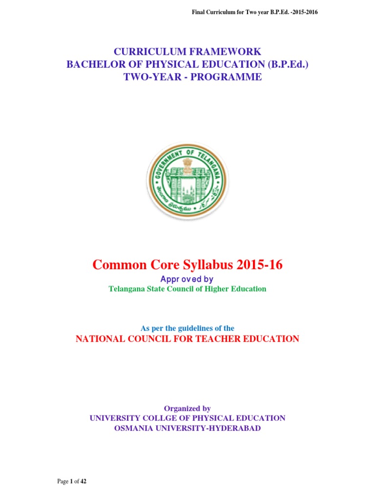 Common Core Syllabus 2015-16: Curriculum Framework Bachelor of Physical ...