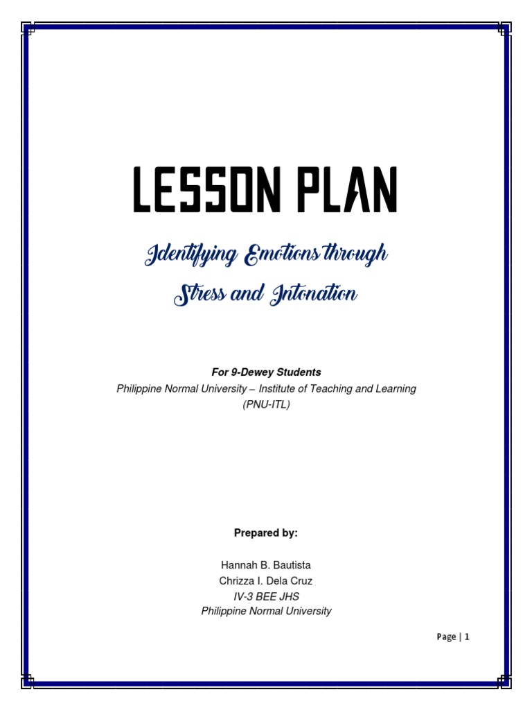Recognizing Emotions Through Stress and Intonation: A Lesson Plan for Teaching Junior High ...
