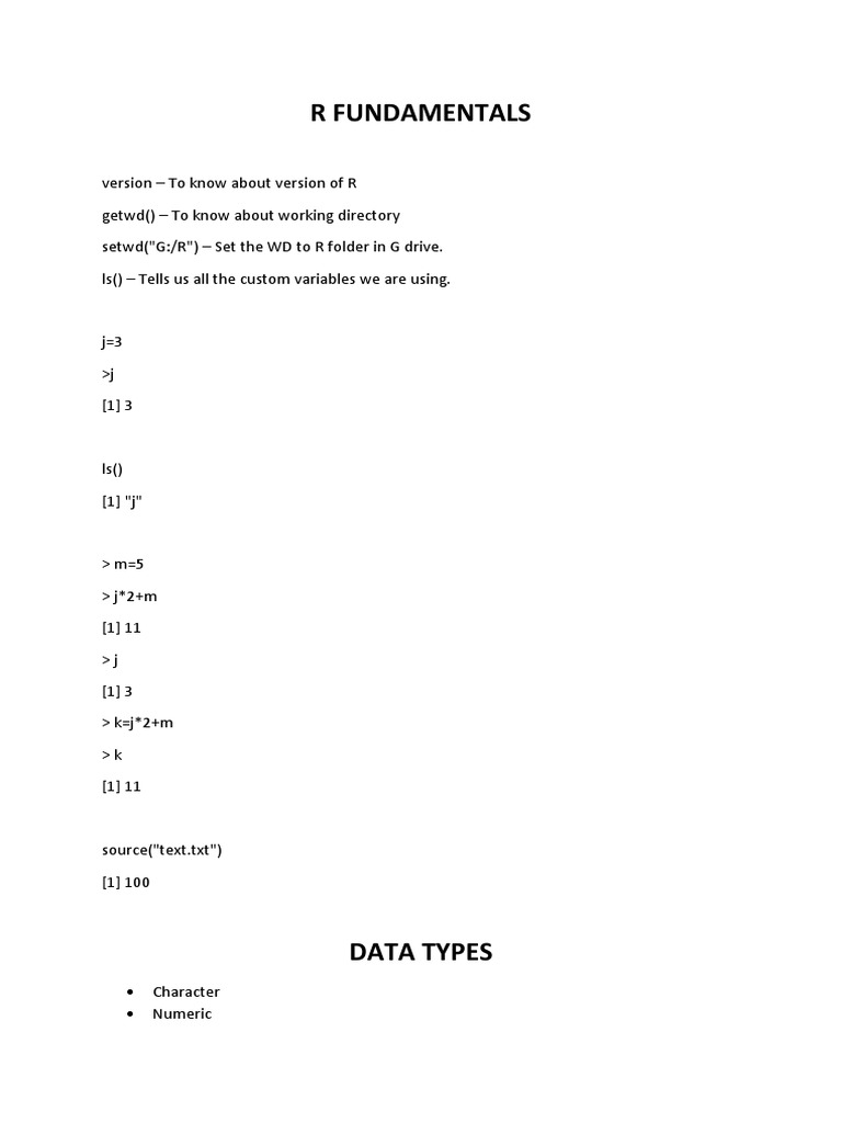 R Fundamentals | PDF | Boolean Data Type | Computer Data