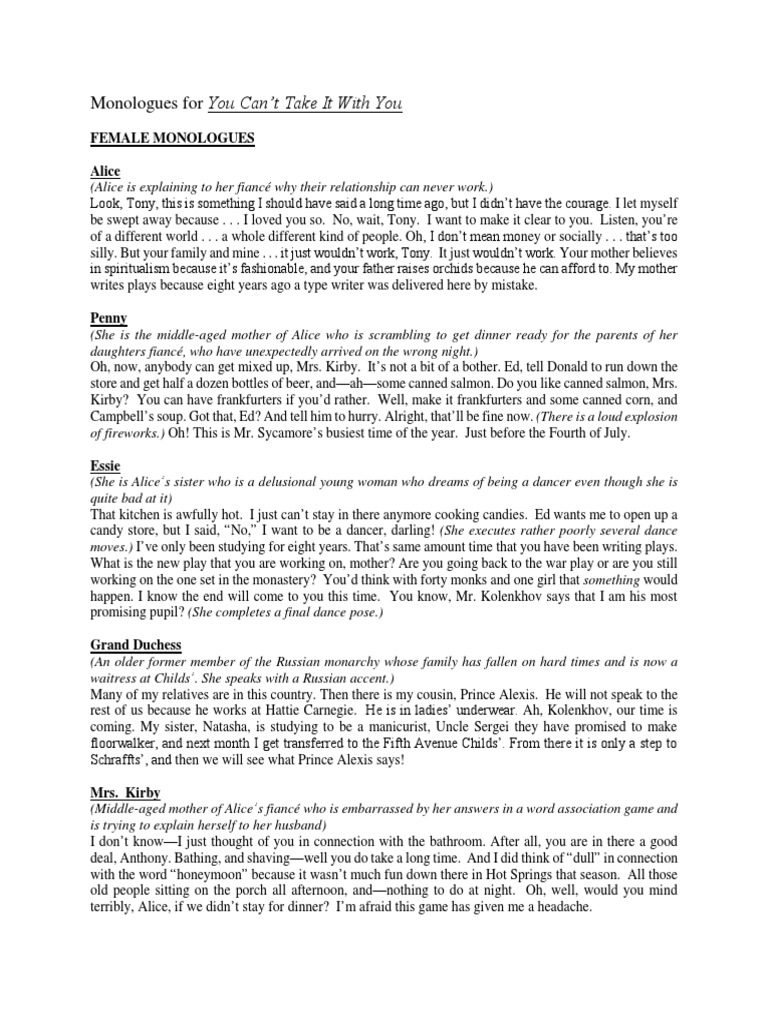 Female Monologues | PDF