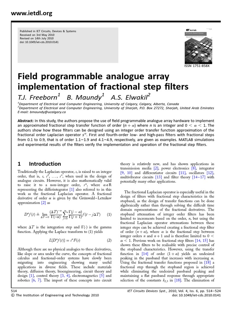 Fpaa Implementation | PDF | Filter (Signal Processing) | Low Pass Filter