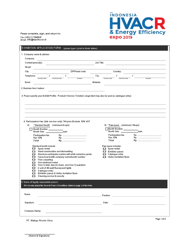 Exhibition Application Form Exhibition Application Form: Please ...