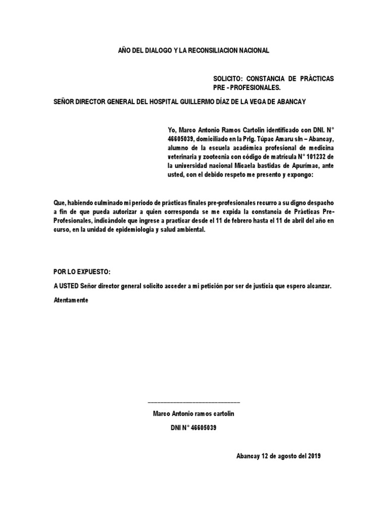 Solicitud de Practicas Pre-profesionales 2019 | Cuidado de la salud ...