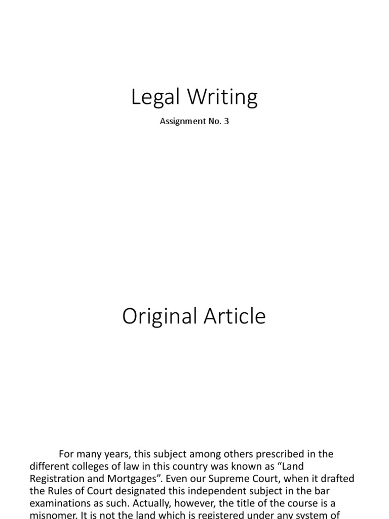 Legal Writing: Assignment No. 3 | PDF | Ownership | Title (Property)