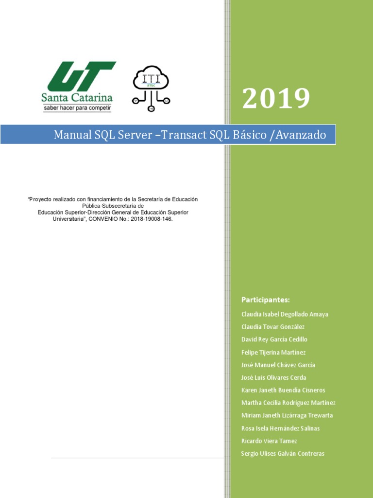 Manual SQL Server - Transact SQL Básico /avanzado | Descargar gratis PDF | Archivo de ...
