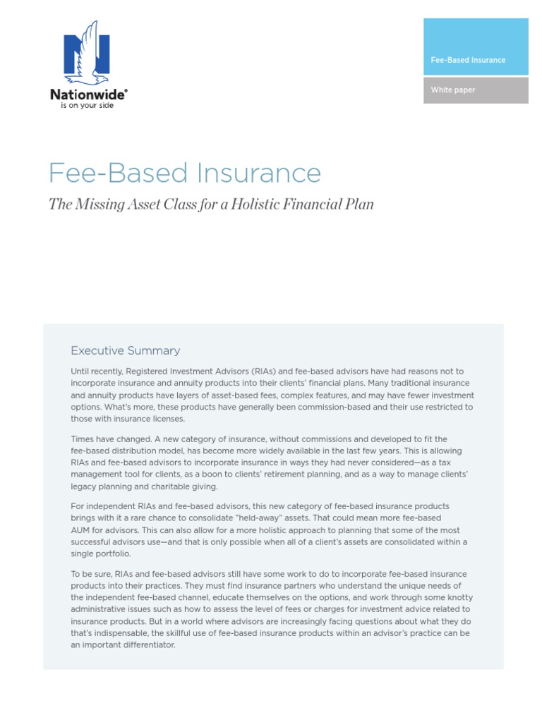 Fee-Based Insurance: The Missing Asset Class For A Holistic Financial ...