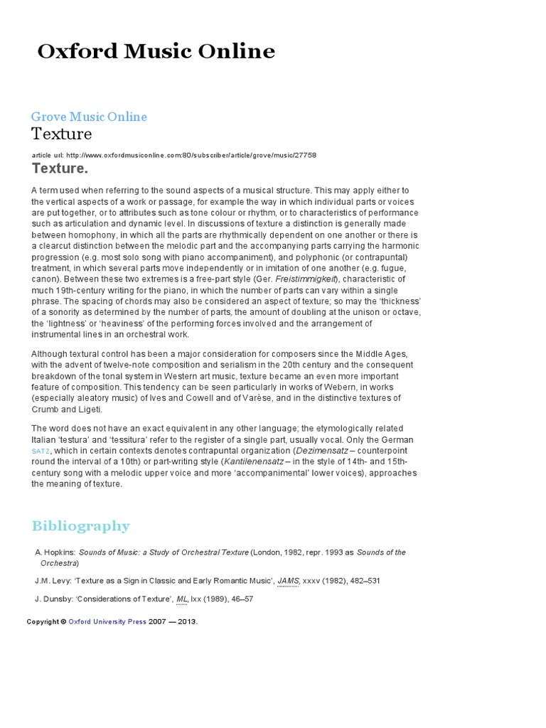 Grove Texture | PDF | Musicology | Music Theory