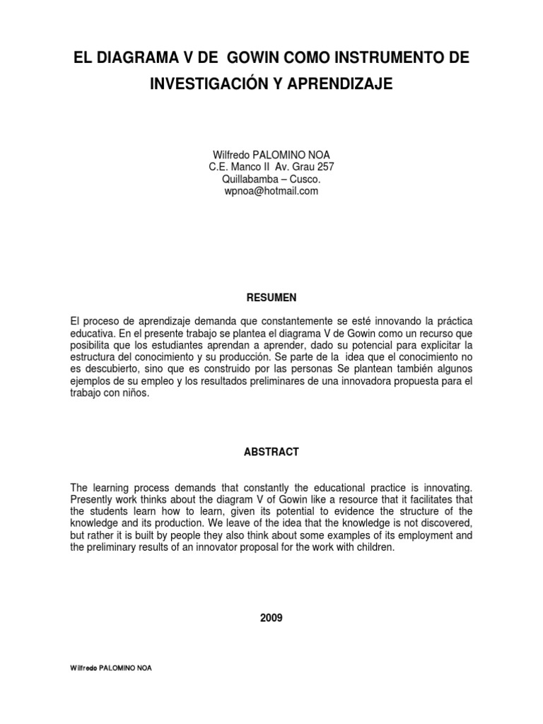 Diagrama V de Gowin en Educación | PDF | Conocimiento | Science