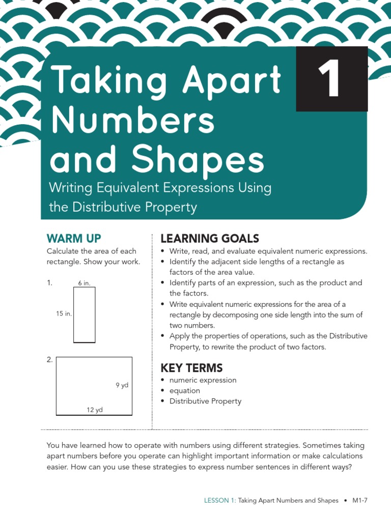 Taking Apart Numbers and Shapes | PDF | Area | Multiplication