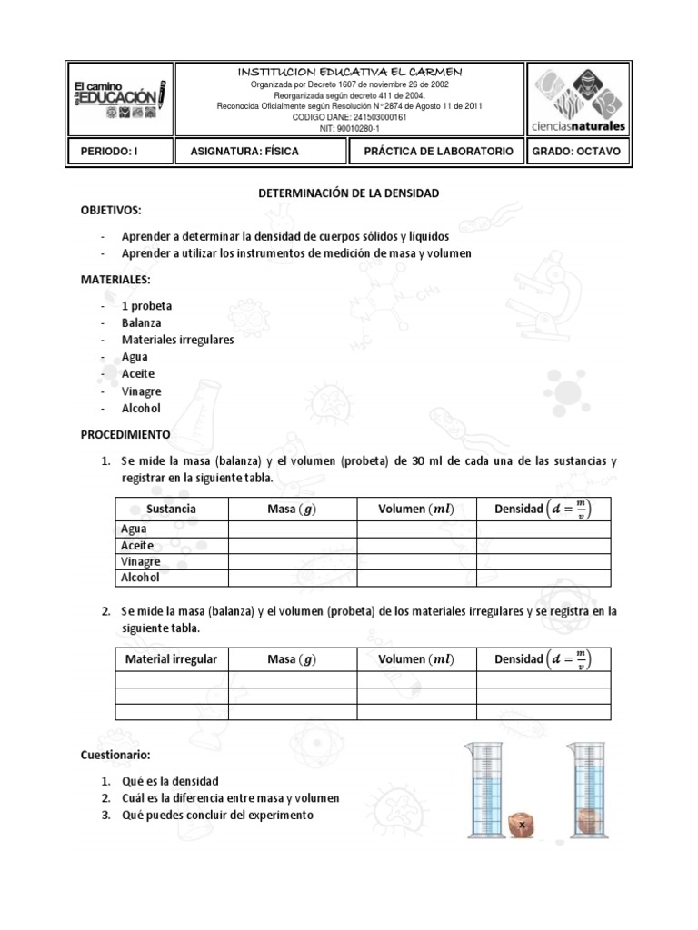 Práctica de Laboratorio: Densidad en Física | PDF | Densidad | Masa