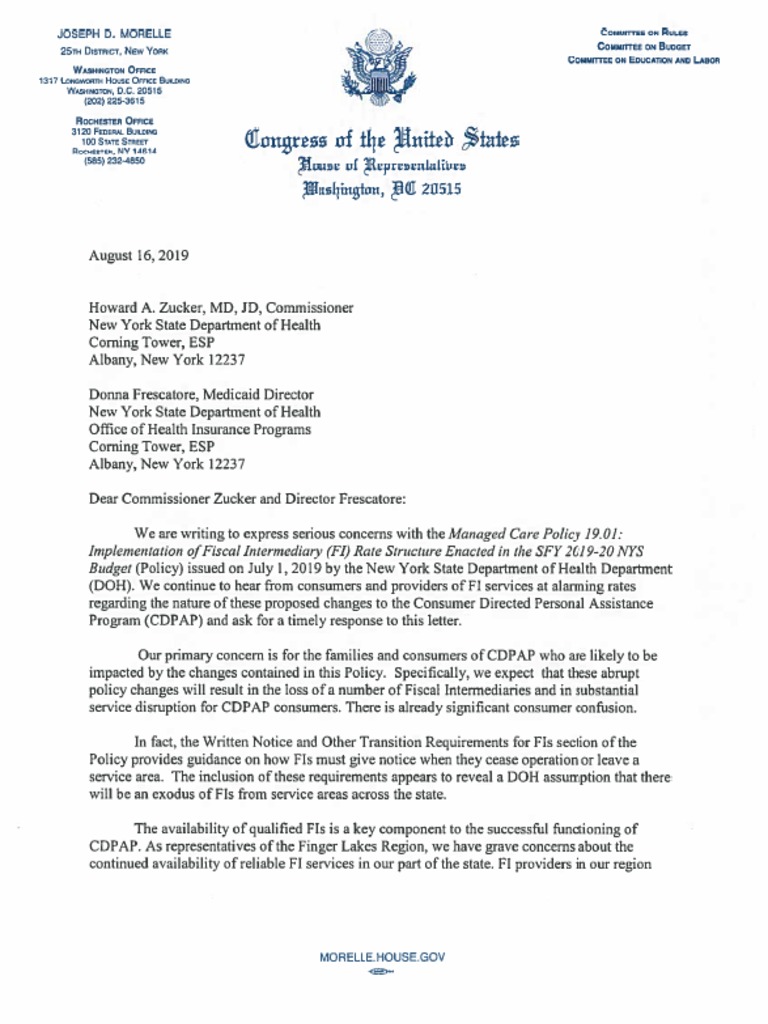 DOH Joint Letter - CDPAP 8.16.19