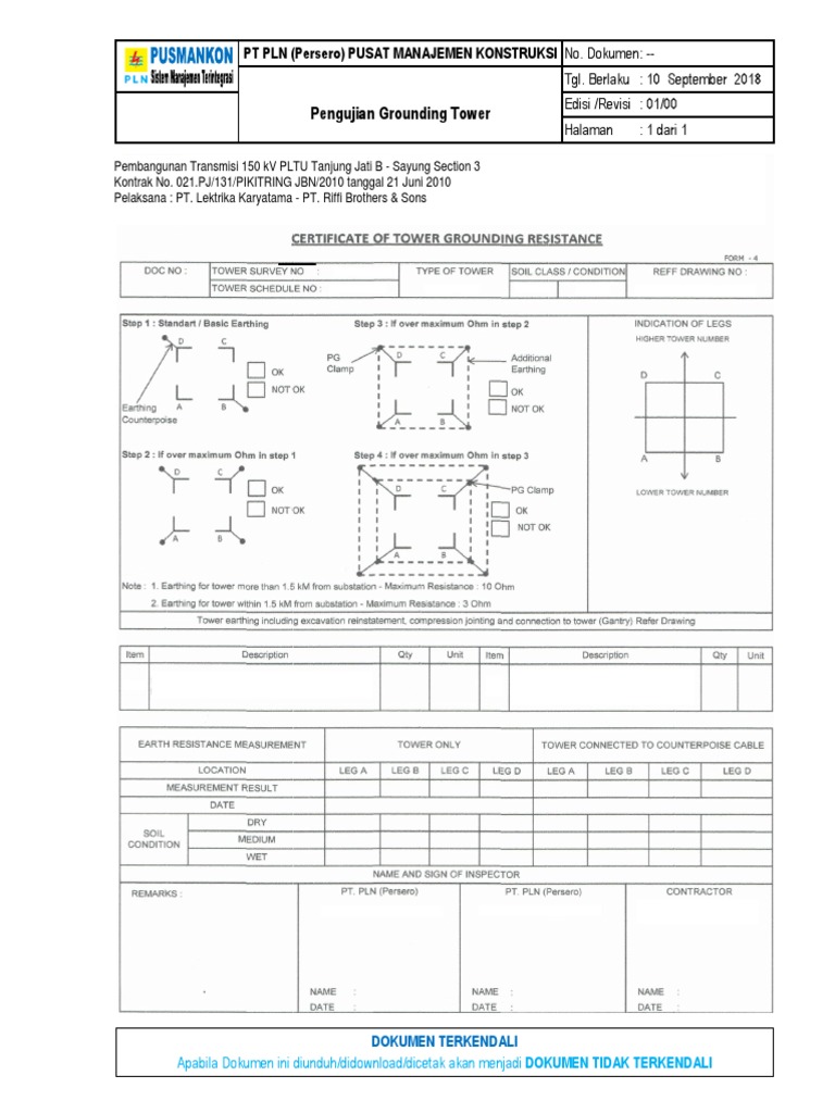Contoh Form Uji Grounding Tower | PDF