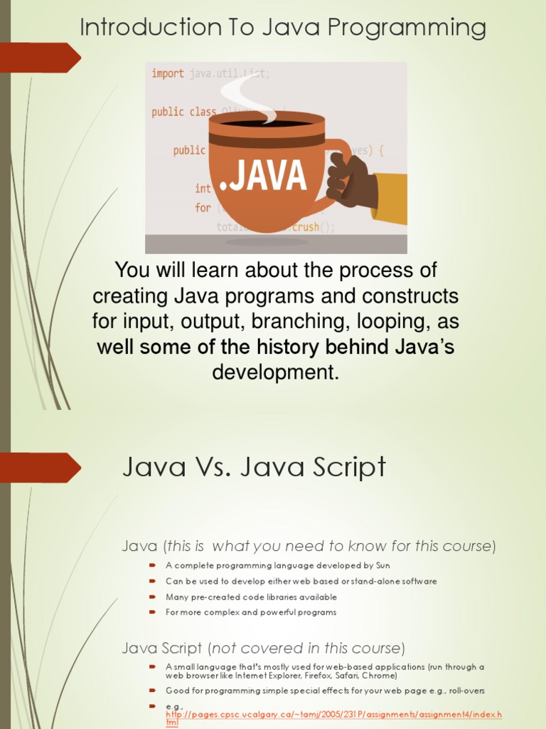 Java Intro Pdf Java Programming Language Data Type