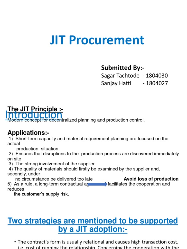 JIT Procurement | PDF | Procurement | Supply Chain