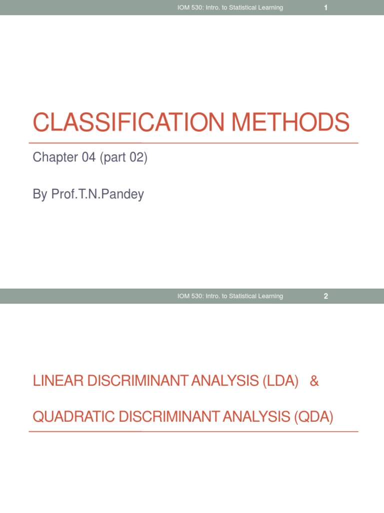 04 Chap04 ClassificationMethods-LDA-QDA | PDF | Logistic Regression | Dependent And Independent ...