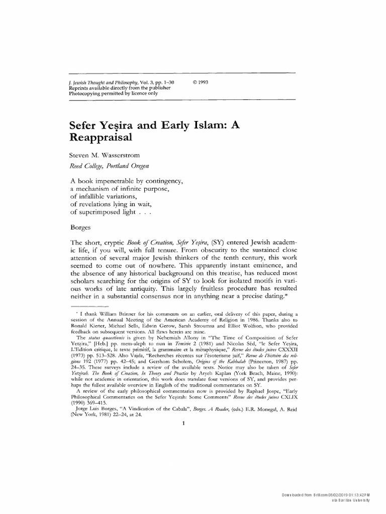 (1477285X - The Journal of Jewish Thought and Philosophy) Sefer Yesira ...