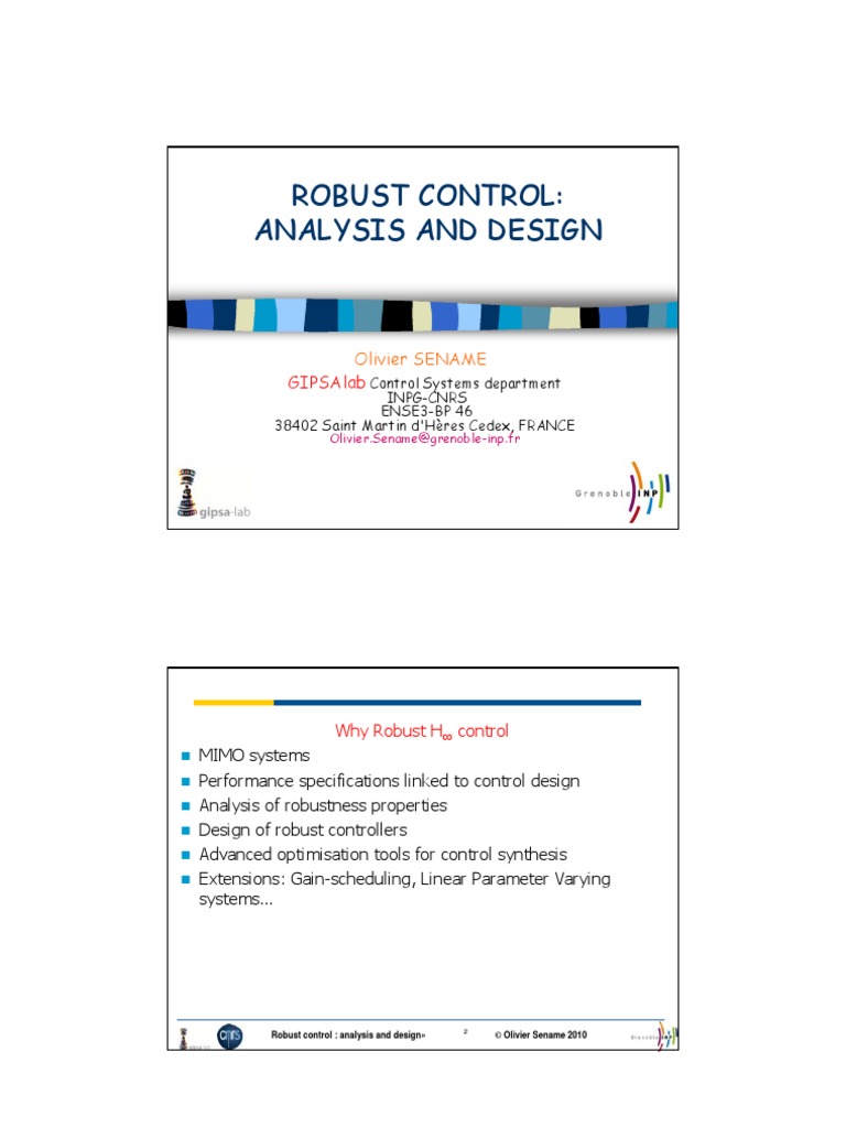 Robust Control Analysis And Design Control Theory Bandwidth Signal
