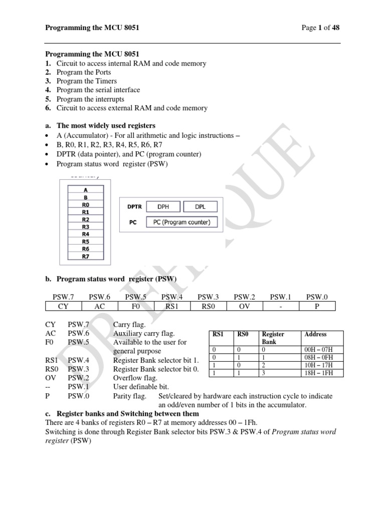 Programming The MCU 8051 PDF | PDF | Random Access Memory | Electronic Engineering