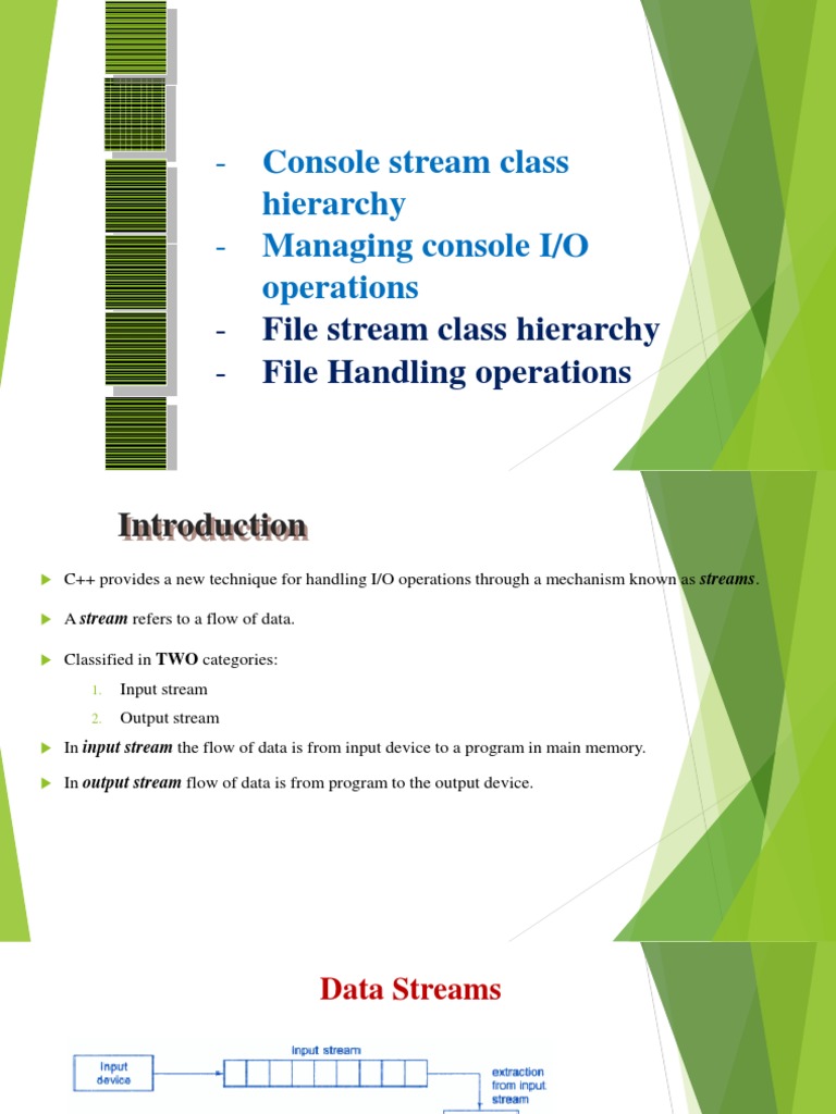 Console Stream Class Hierarchy Managing Console I/O Operations | PDF | Input/Output | Computer File