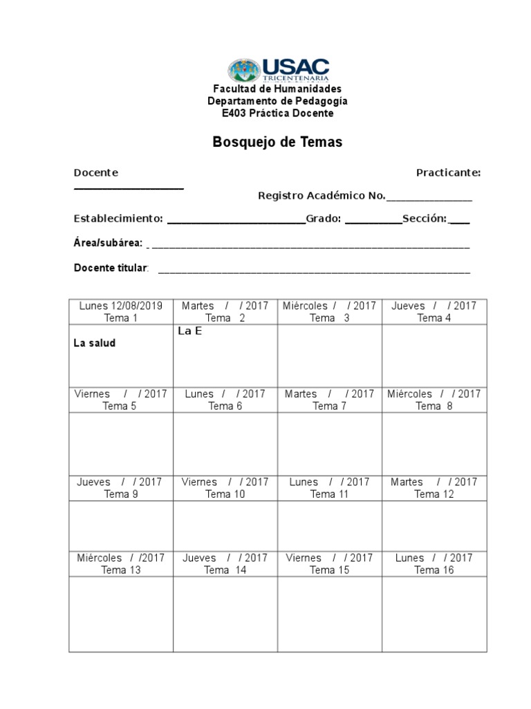 Bosquejo de Temas | PDF